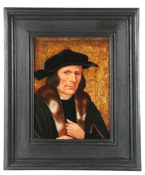 Quentin Massys | Portrait of a Man, bust length, in a black hat and a ...