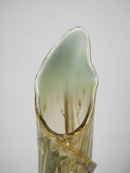 Emile Gallé | Enamelled crystal tubular vase with flowers decoration ...