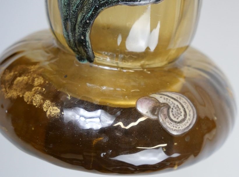 Emile Gallé | Enamelled crystal tubular vase with flowers decoration ...