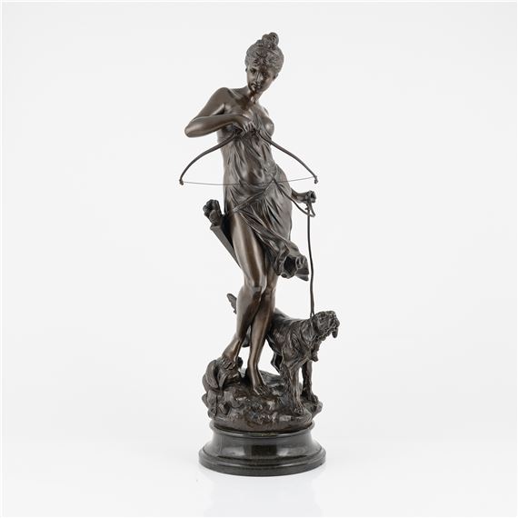 Alois Mayer | Goddess Diana with a hunting dog | MutualArt