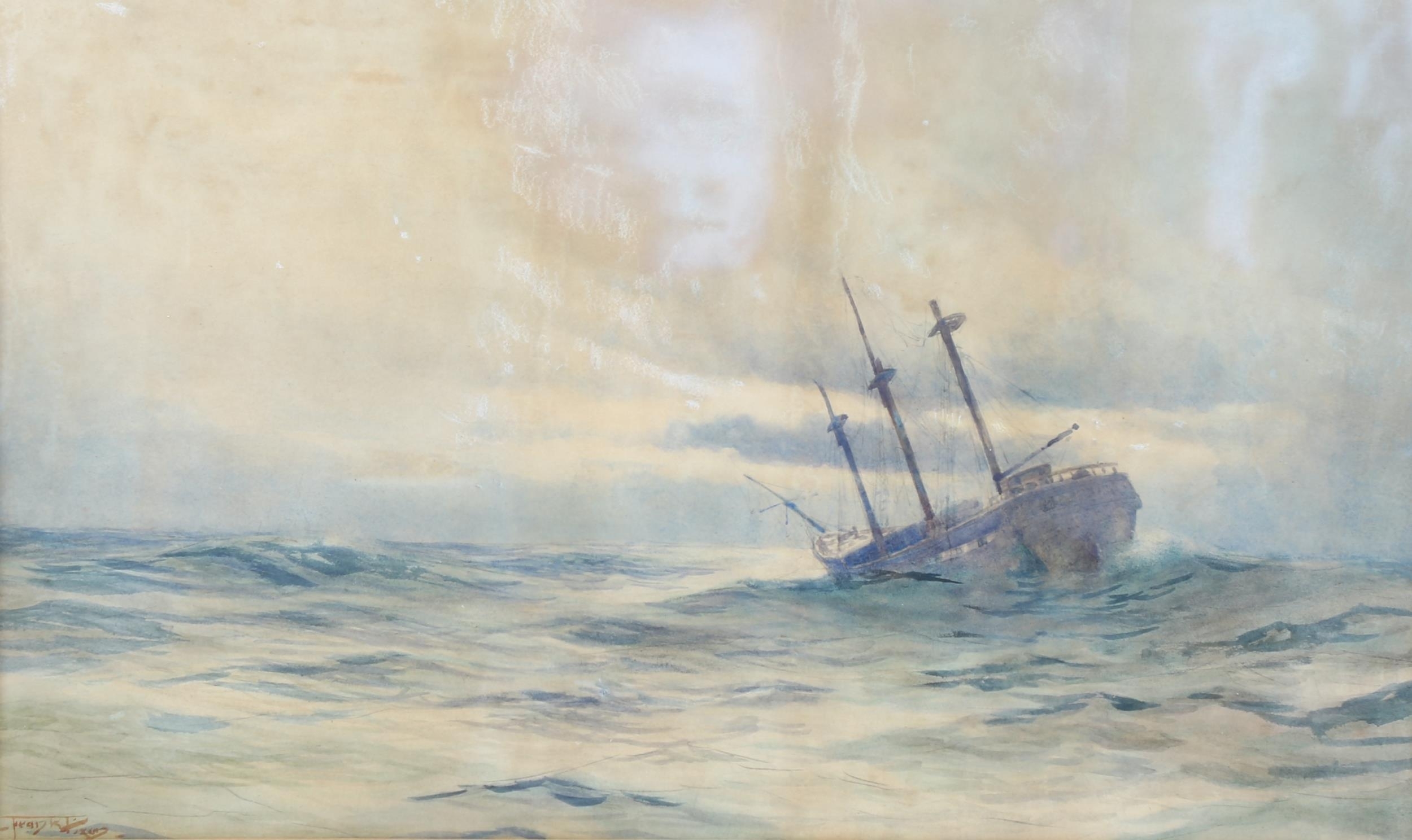 Frederick Dixon | boat on rough seas | MutualArt
