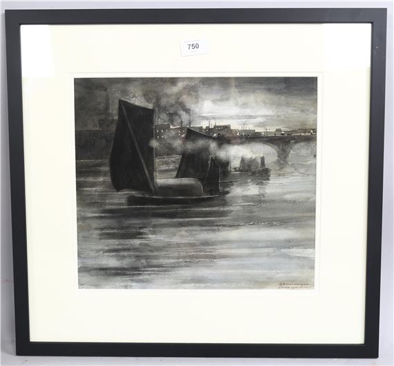 William Brown MacDougall | Thames industrial river scene | MutualArt