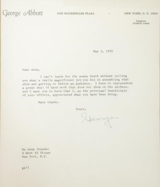 George Francis | George Abbott Signed Letter & Signed Photograph ...