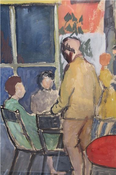 Jean Young | figures seated at a cafe table | MutualArt