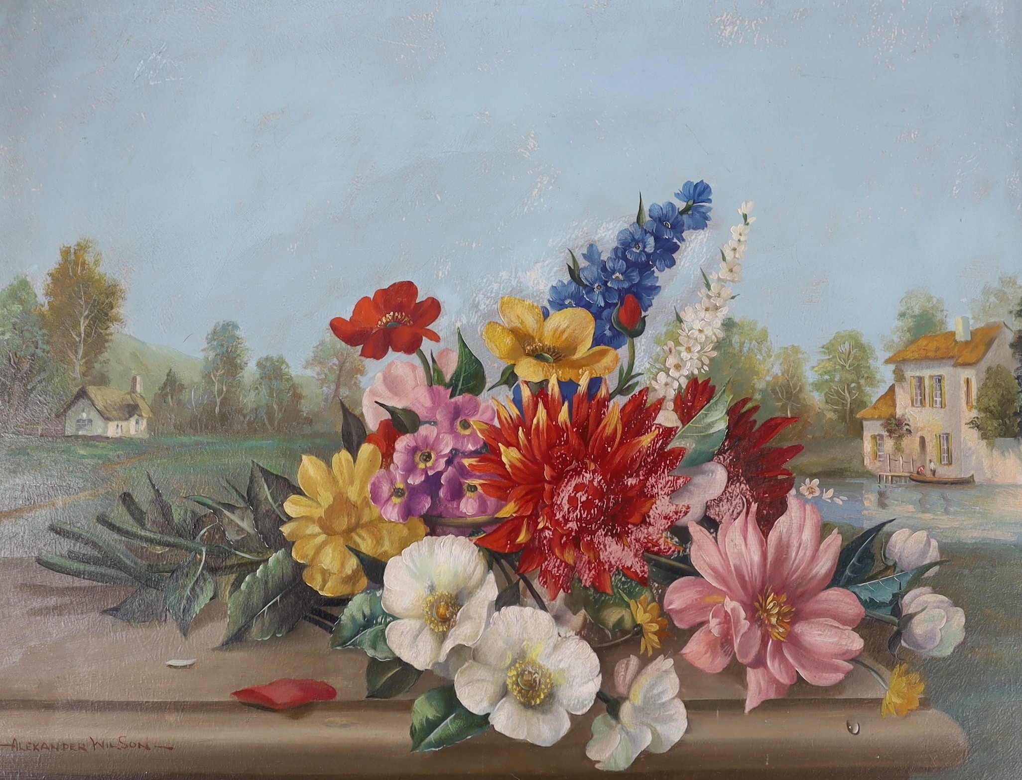 Alexander Wilson | Still life of flowers in a landscape | MutualArt