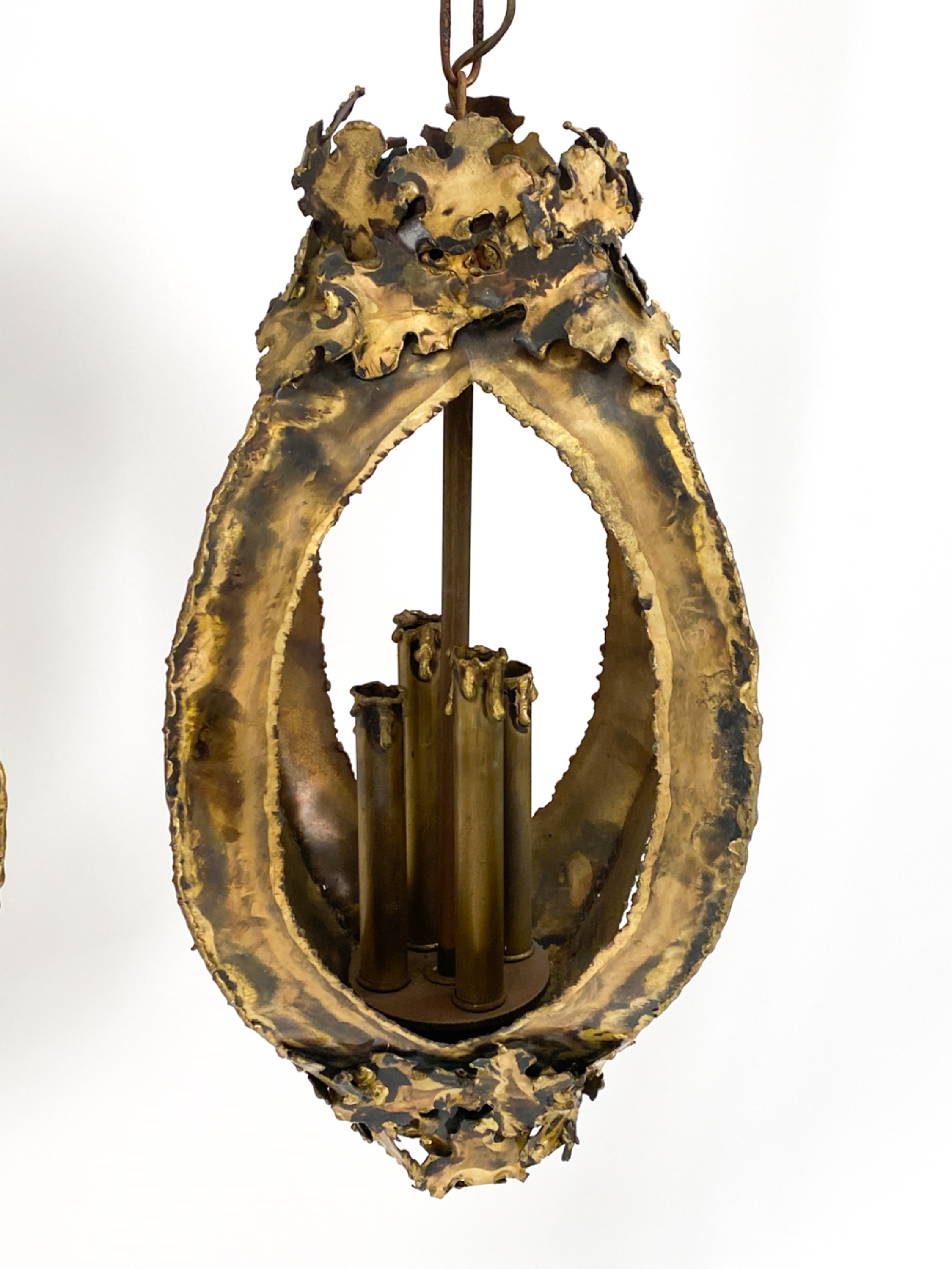 Tom Greene | (2) TOM GREENE BRUTALIST BRASS HANGING LIGHTS (1960 ...