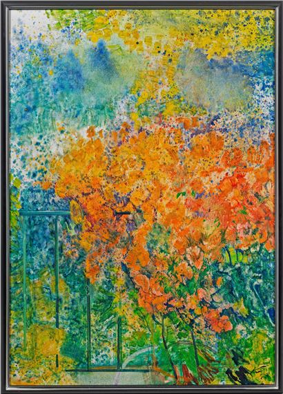Klaus Straubinger | Blühender Garten mit Geländer (1993) | MutualArt