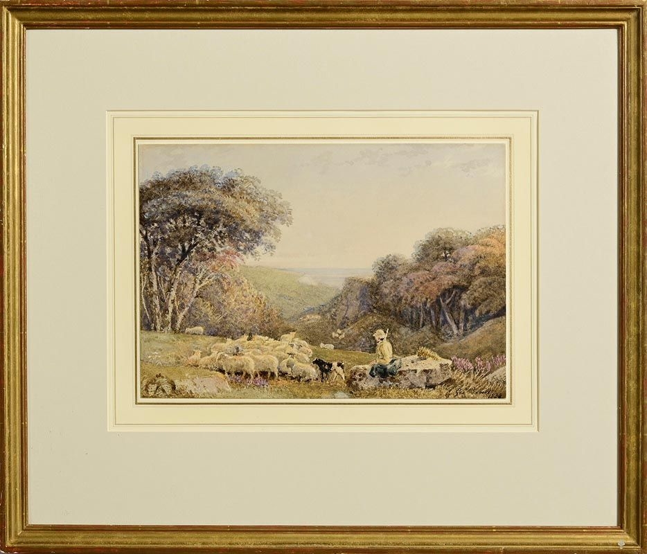 George, Sr. Barret | A Shepherd and his Flock in a Coastal Landscape ...