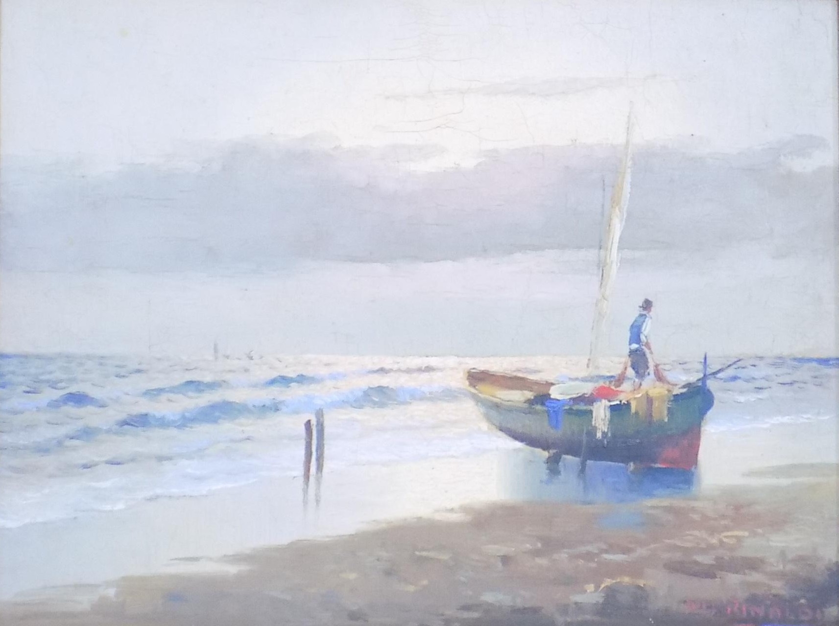 M. Rinaldi | Fisherman on his Boat (1919) | MutualArt