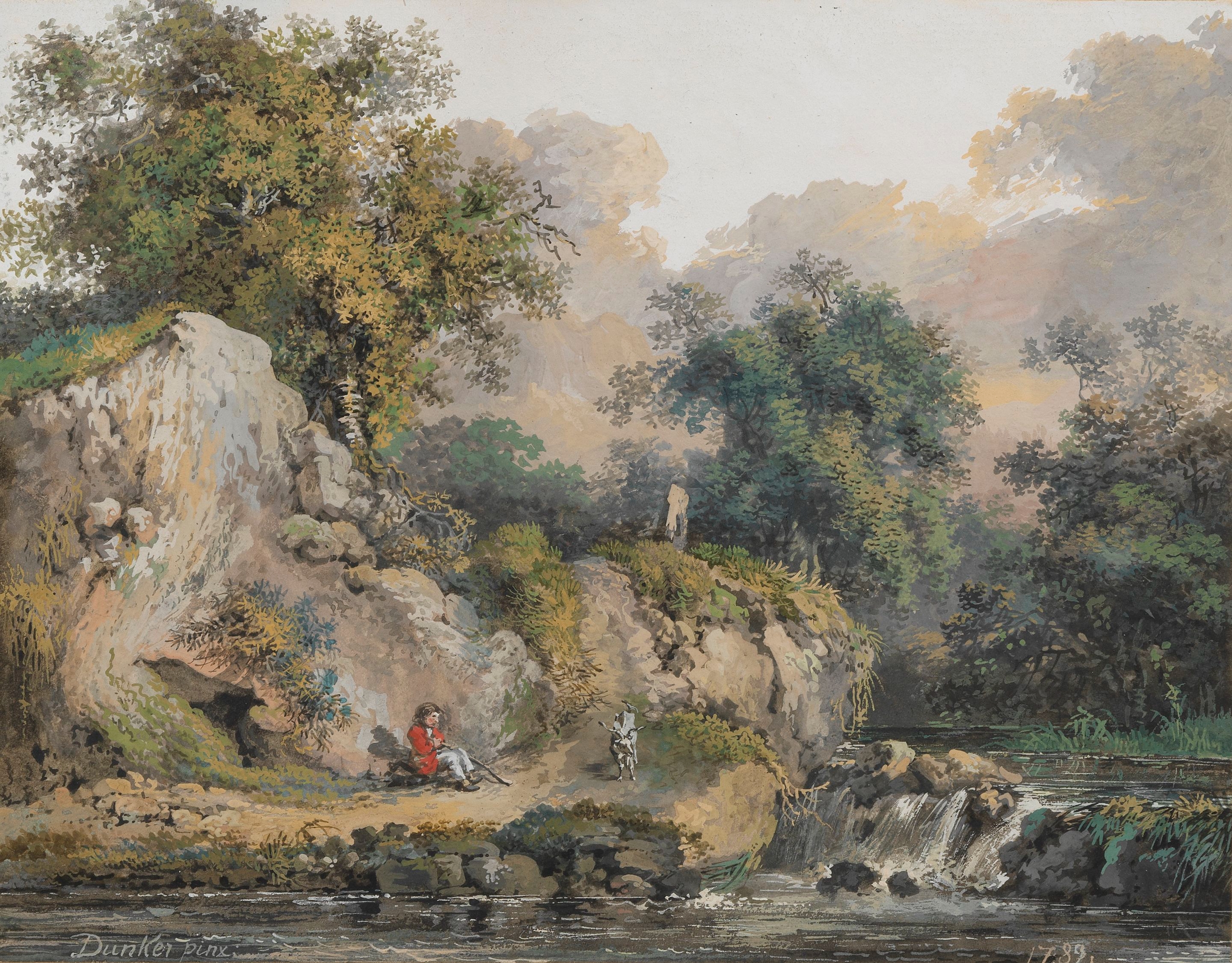 Balthazar Anton Dunker | Berger près d'une cascade | MutualArt