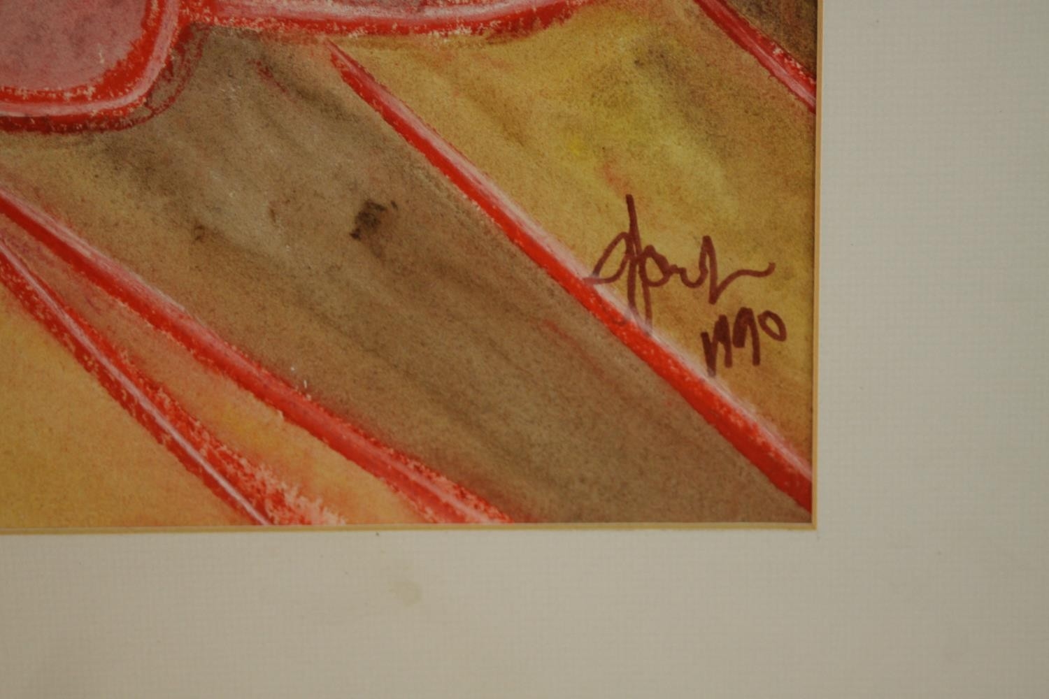 Albert Louden | Abstract pastel of two figures (1990) | MutualArt