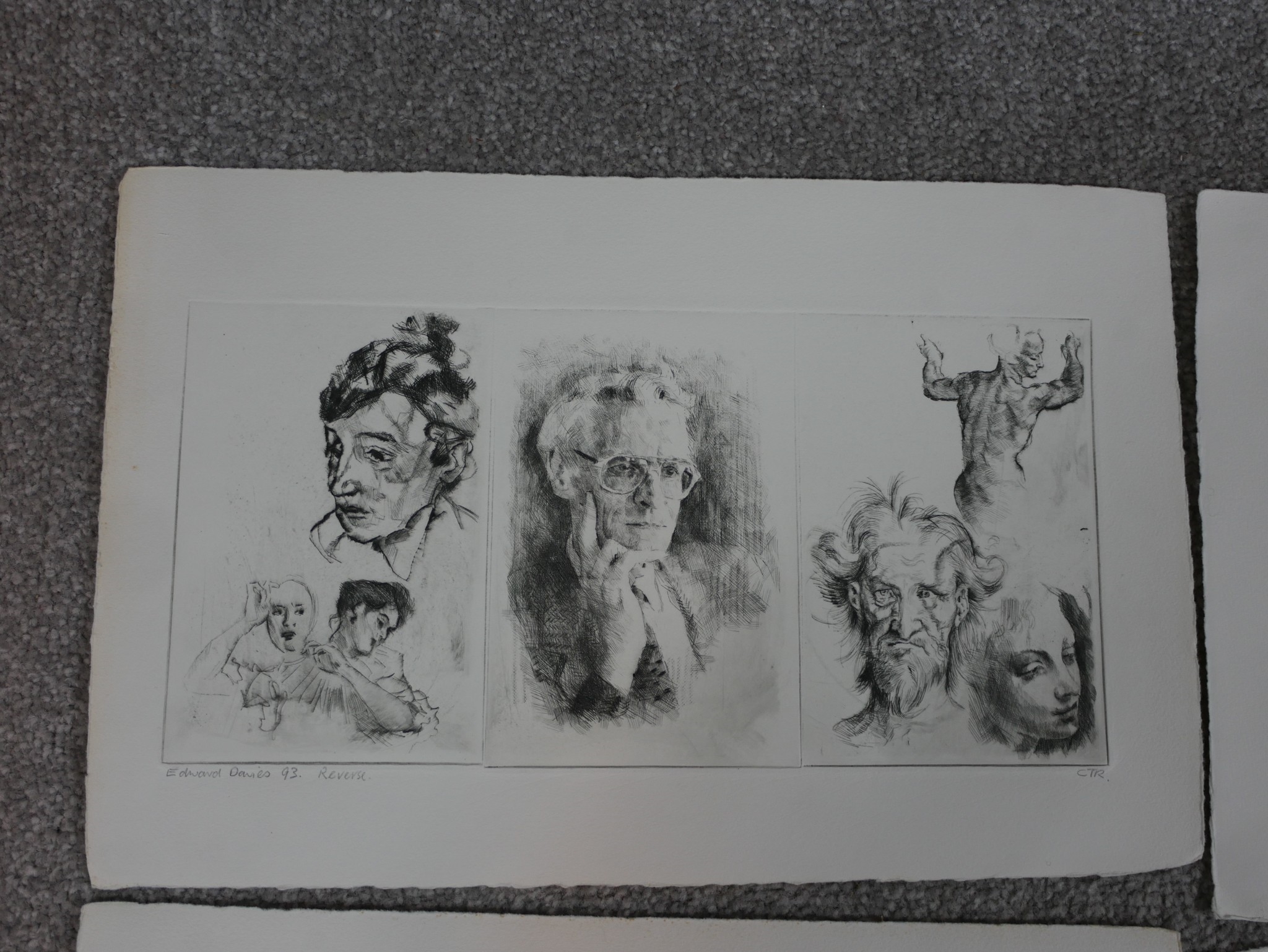 Edward Davies | four of portrait sketches; figures illustrating ...