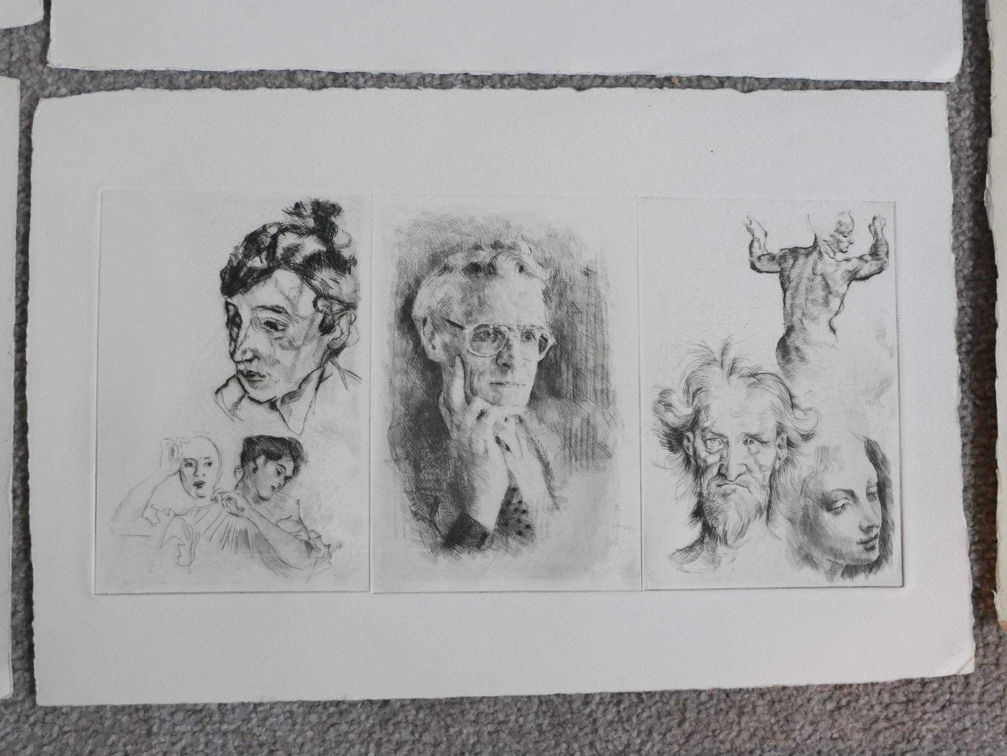 Edward Davies | four of portrait sketches; figures illustrating ...