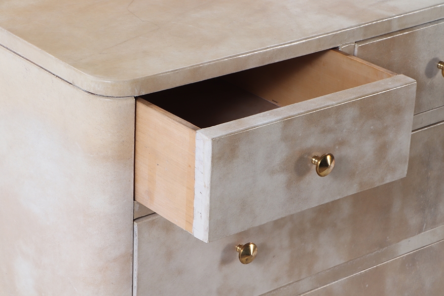 Samuel A. Marx | French Art Deco style parchment covered chest of ...