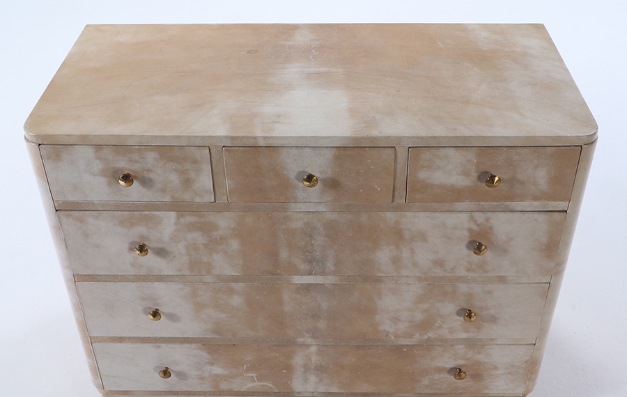 Samuel A. Marx | French Art Deco style parchment covered chest of ...