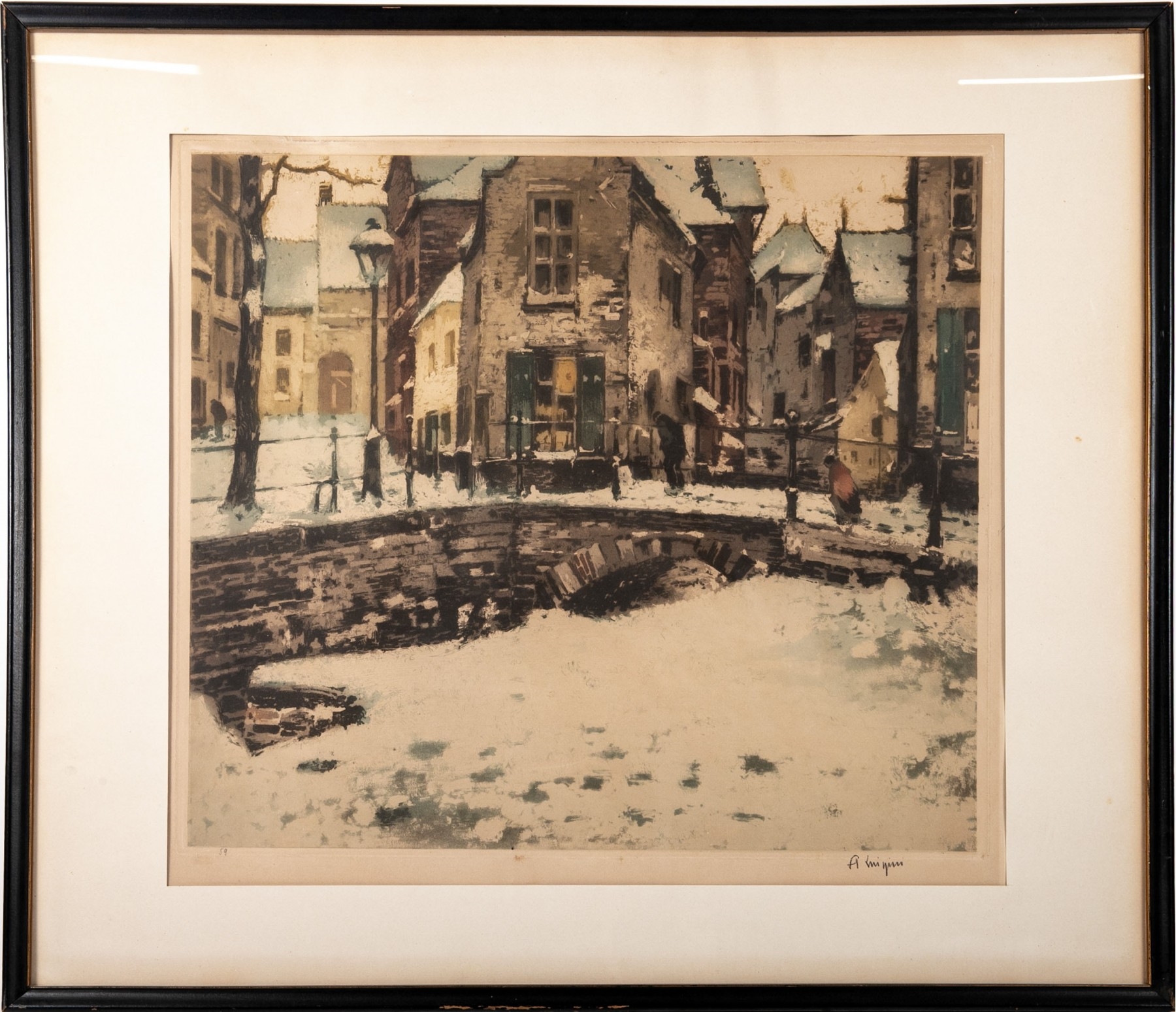 Ferdinand-Jean Luigini | Snowy Town Waterway (1914) | MutualArt