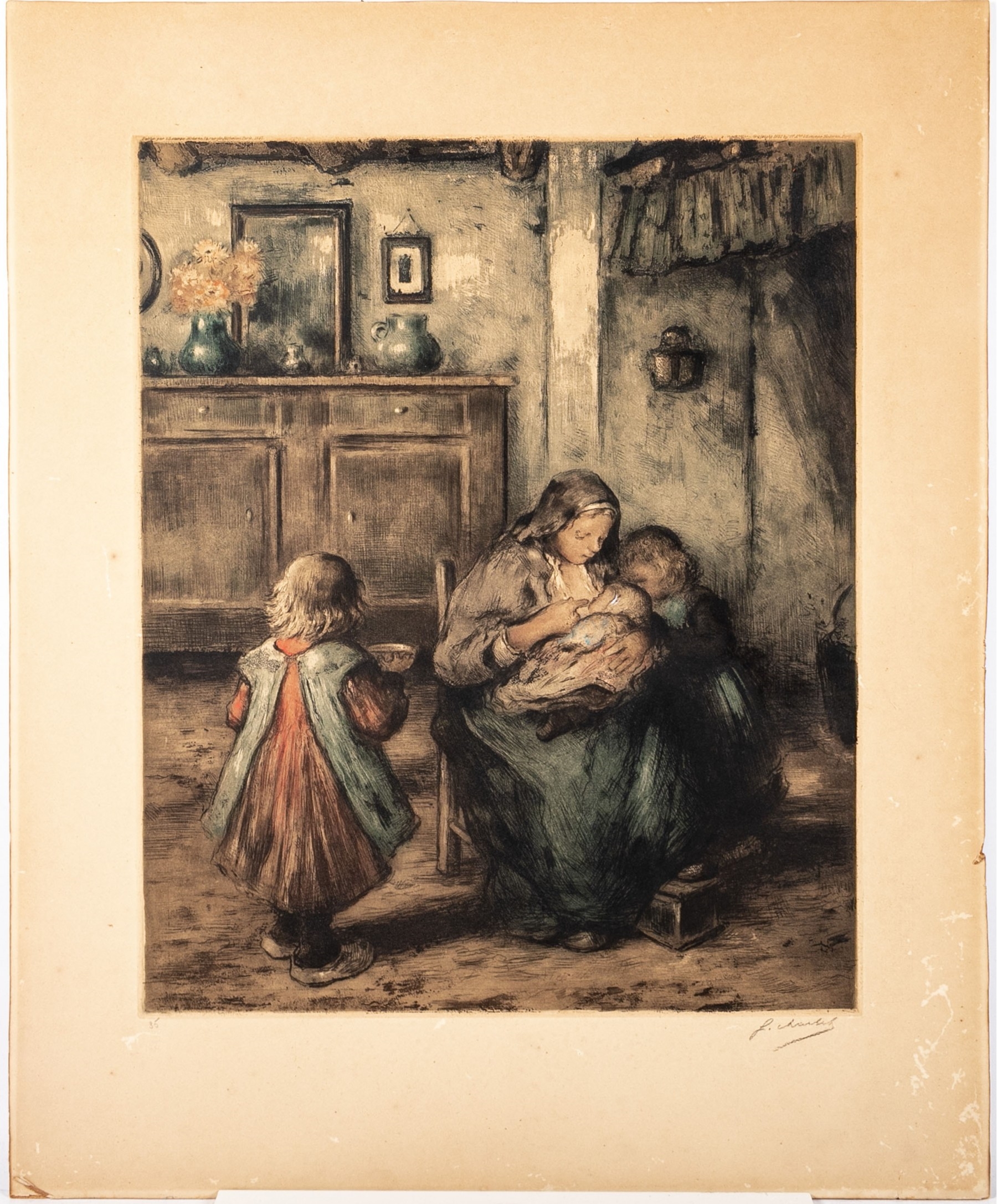 Frantz Charlet | La Tétée de la Mère et ses Enfants (1927) | MutualArt