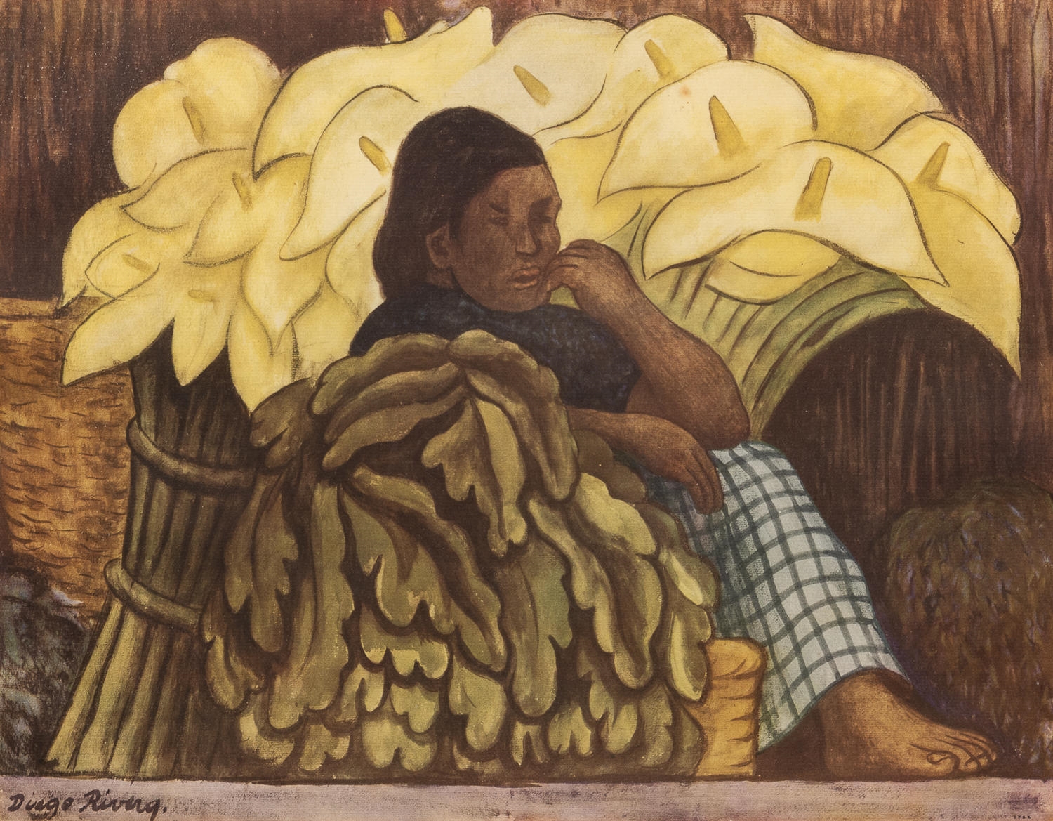 Diego Rivera | Girl with calla lilies | MutualArt