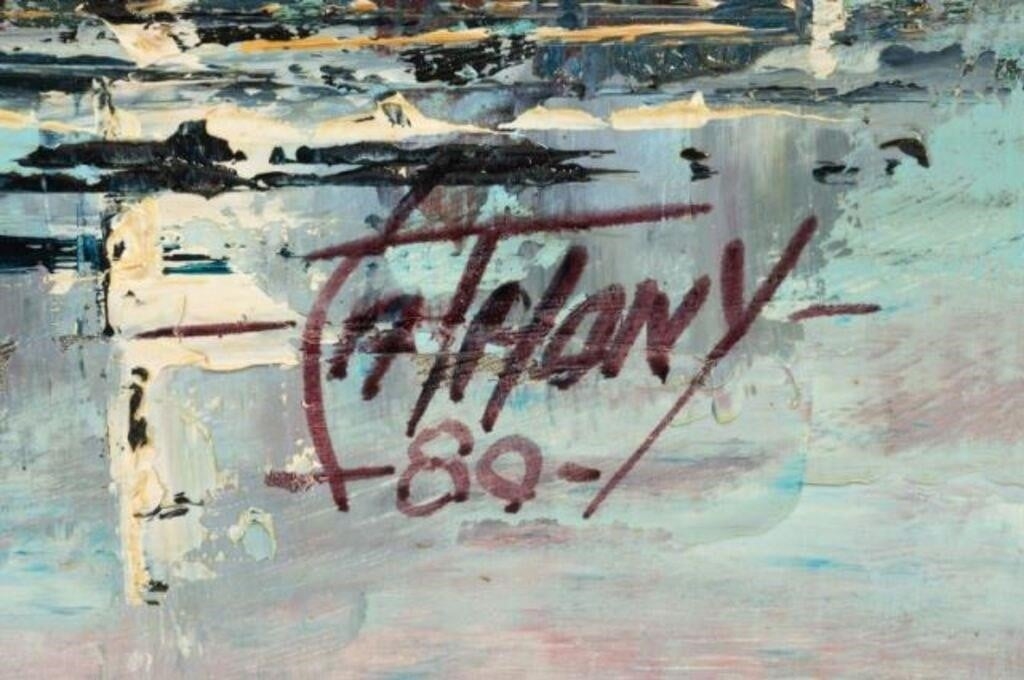 Edward Cathony | Oil Painting of Chicago Skyline Sgd. Cathony. | MutualArt