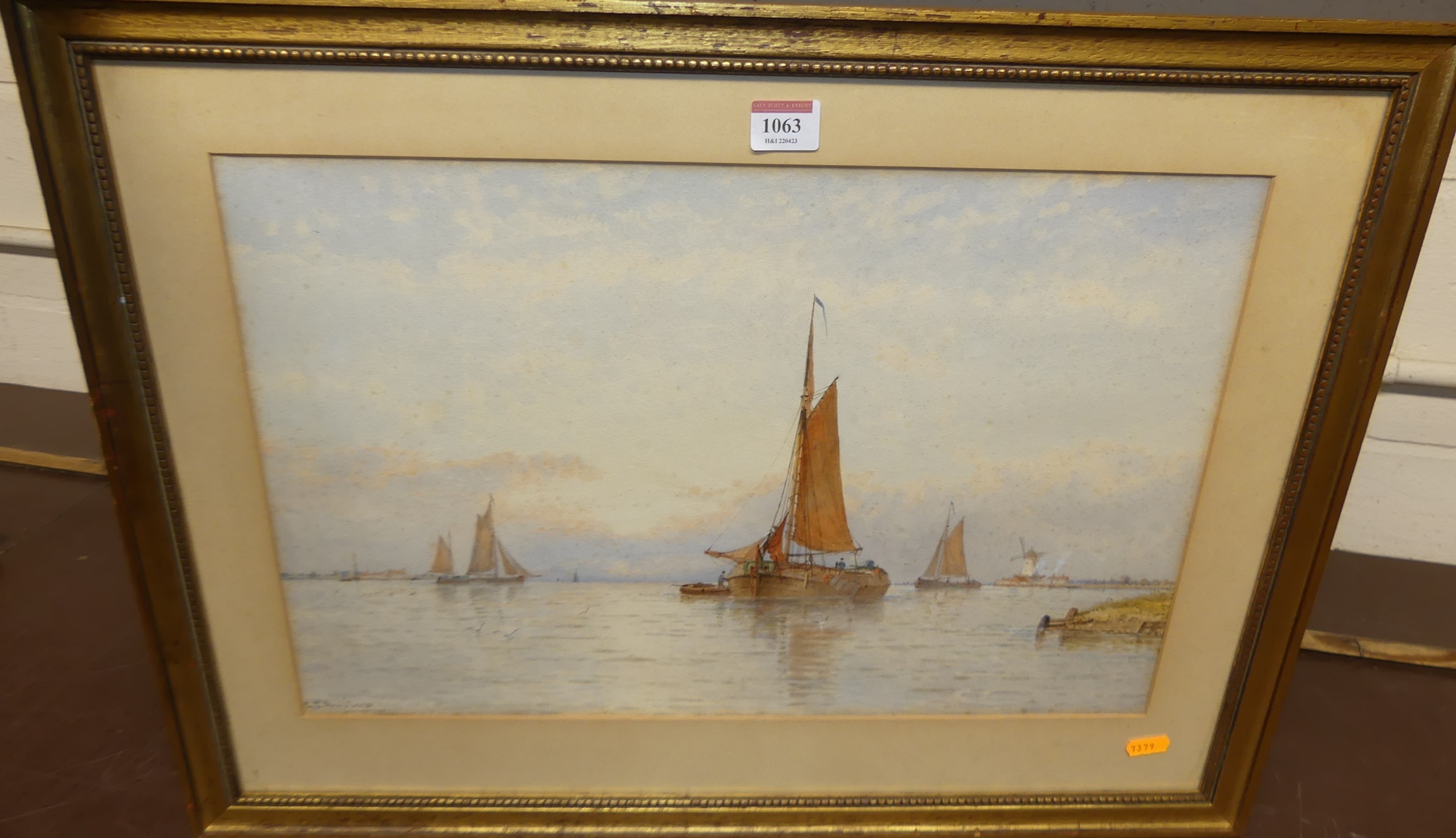 George Stanfield Walters | Boats on the estuary at sunset | MutualArt