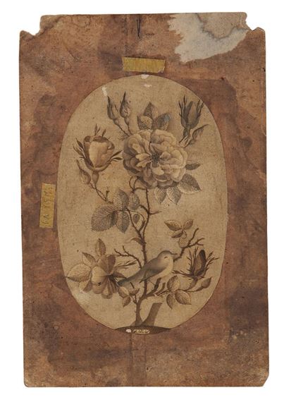 Persian School, 19th Century | A Qajar rose and nightingale drawing ...
