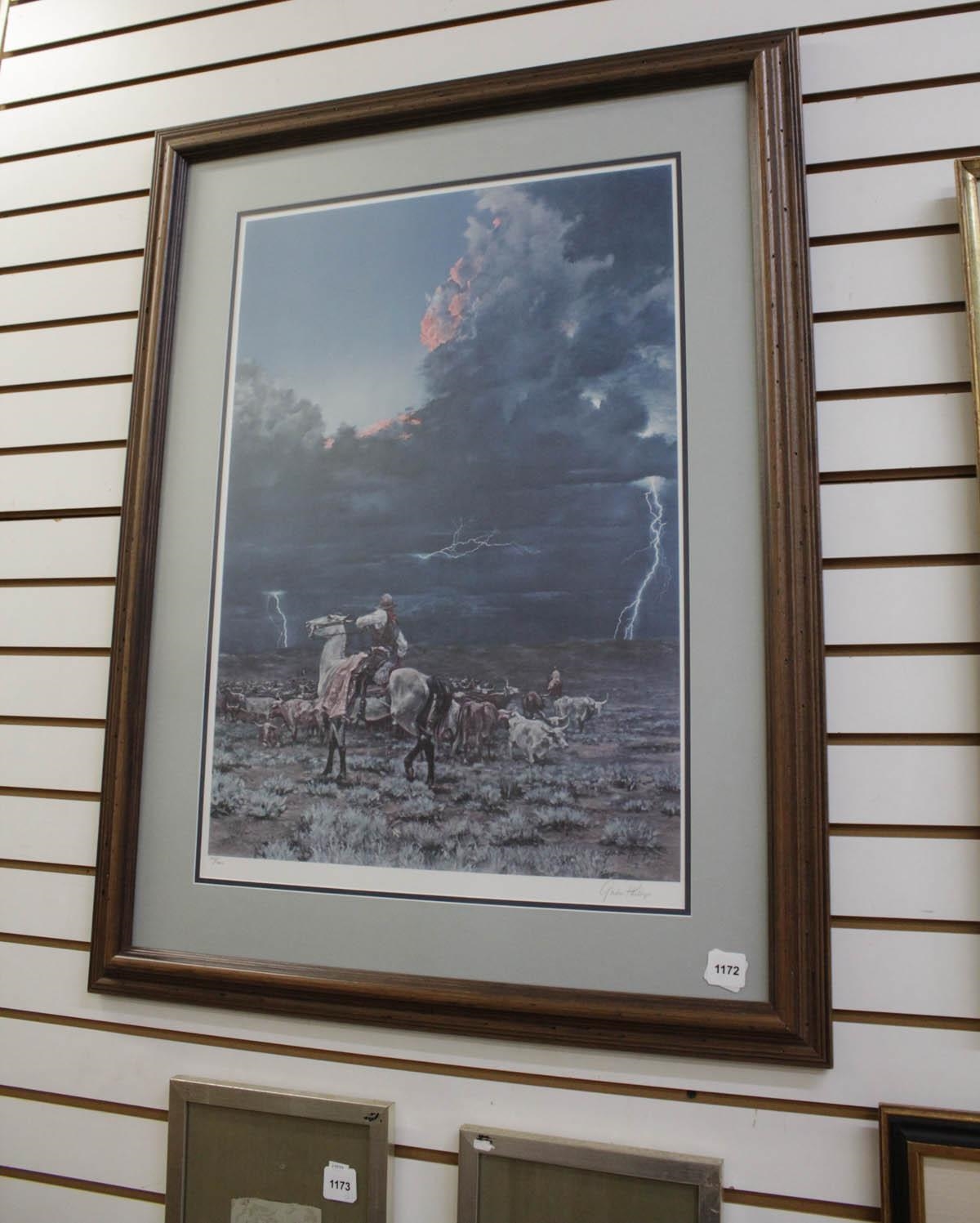 Gordon Phillips | GORDON PHILLIPS PRINT, COWBOYS AND CATTLE DURING A ...