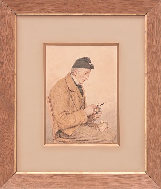 Albert Anker | Portrait of the man with the pipe (19th Century) | MutualArt