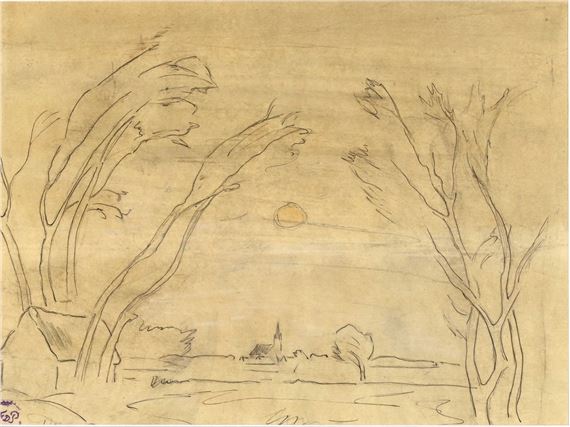 Fernand Loyen de Puigaudeau | Village et grands arbres | MutualArt