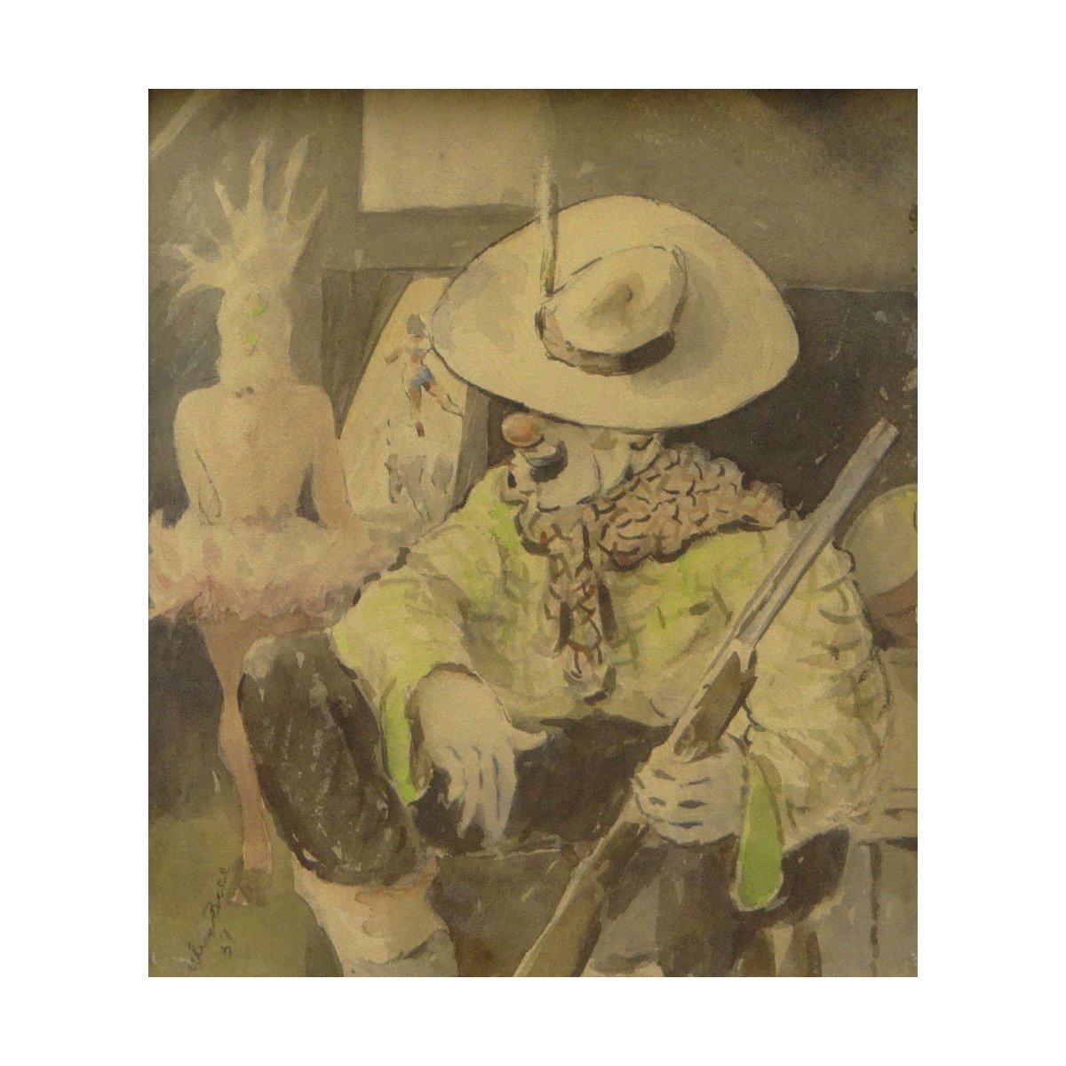 Ulrich Behl | Circus Cowboy Clown with Rifle (1937) | MutualArt