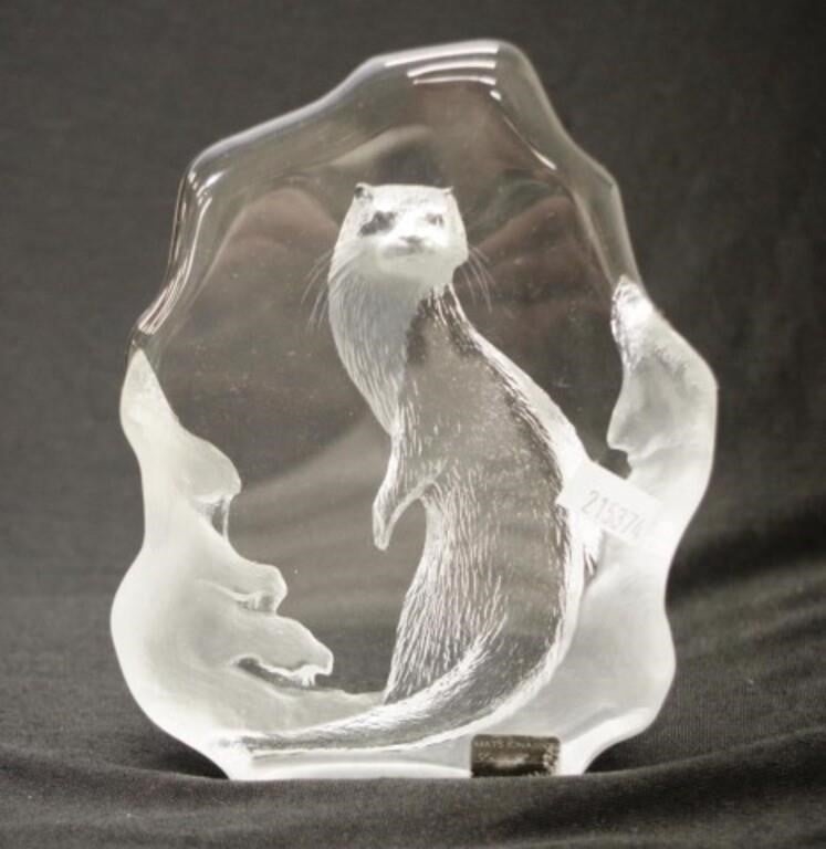 Mats Jonasson | Mats Jonasson weasel crystal paper weight | MutualArt