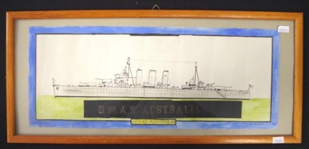 Alan Zammit | HMAS Australia Line Drawing (Circa 1950) | MutualArt