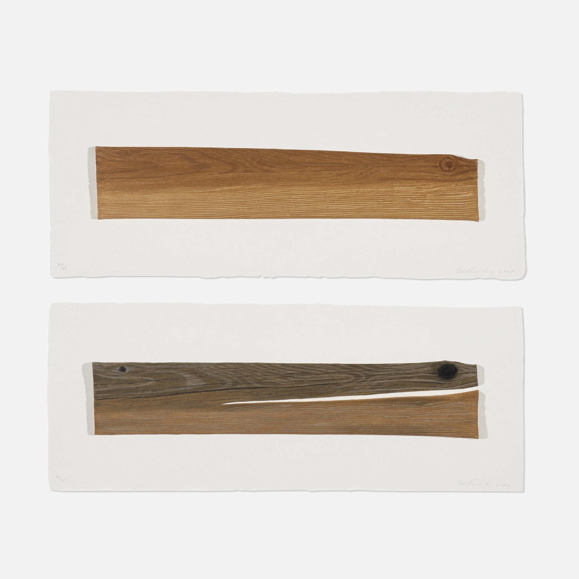 Ed Ruscha | New Wood, Old Wood (diptych) (2007) | MutualArt
