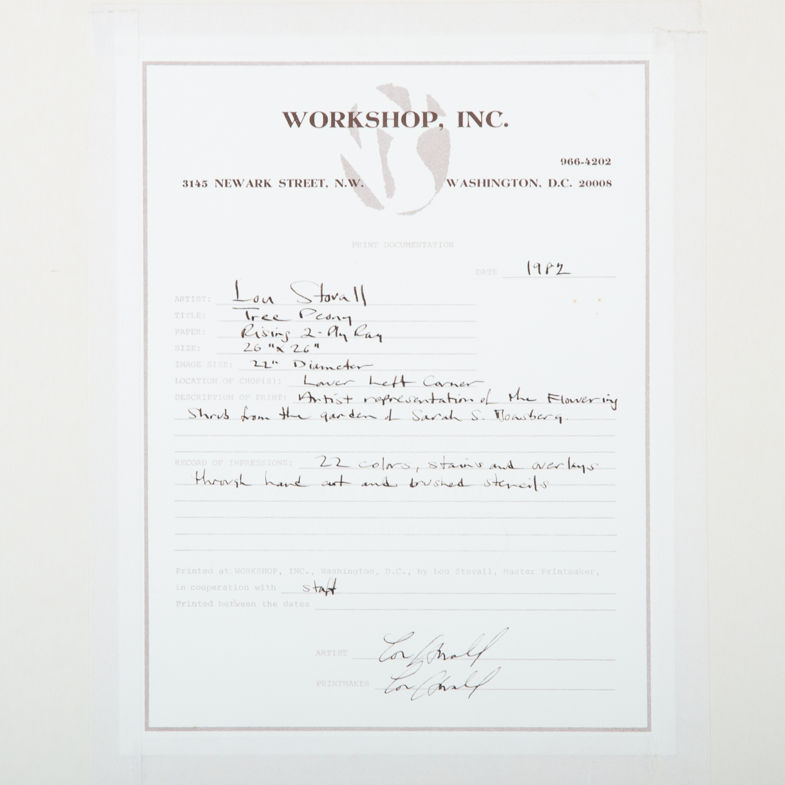 Lou Stovall | Tree Peony (1982) | MutualArt