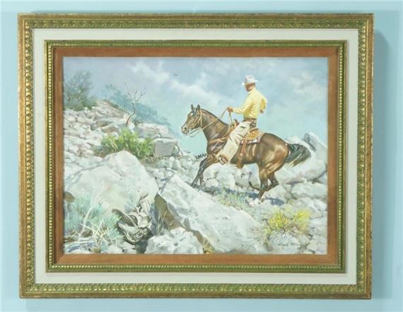 Mark Storm | MARK STORM PAINTING OF COWBOY ON MOUNTAINSIDE Height: 25 ...