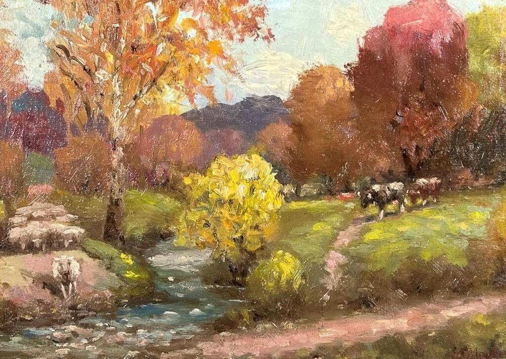 Charles Alfred Meurer | CHARLES MEURER OIL ON CANVAS LANDSCAPE Height ...