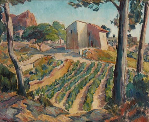 Ben Mathews | British 1889-1975 - Mediterranean landscape ; oil on ...