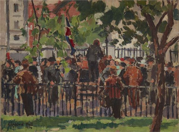 Clifford Hall | British 1904-1973 - Hyde Park Meeting (1934) | MutualArt