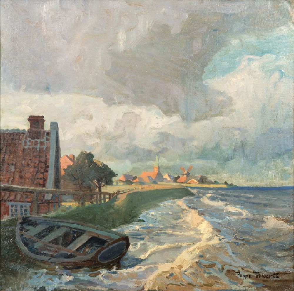 Poppe Folkerts | Village by a Dyke | MutualArt