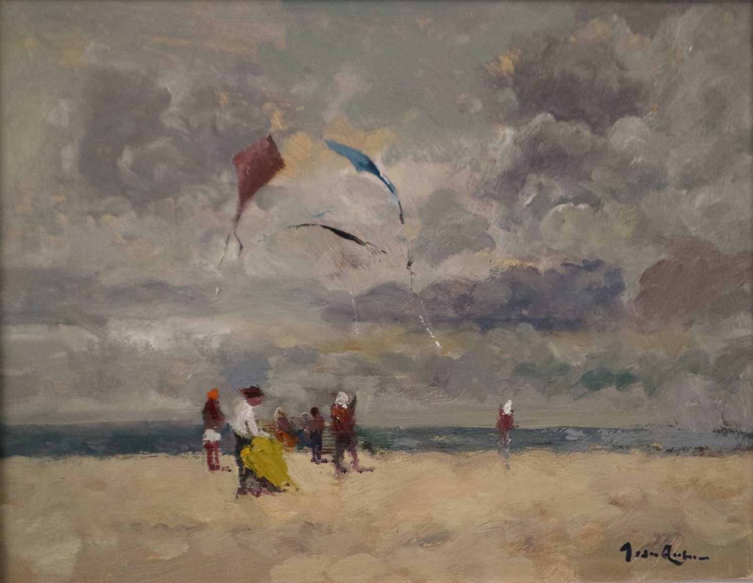 John Ambrose | Flying Kites on the Beach | MutualArt