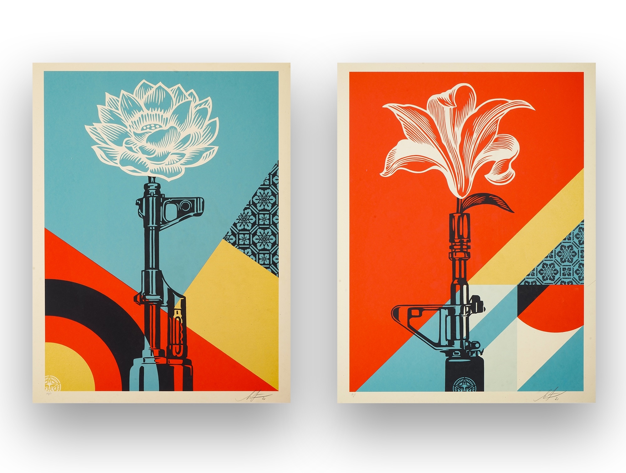 Shepard Fairey | AK-47 Lotus & AR-15 Lily (2021) | MutualArt