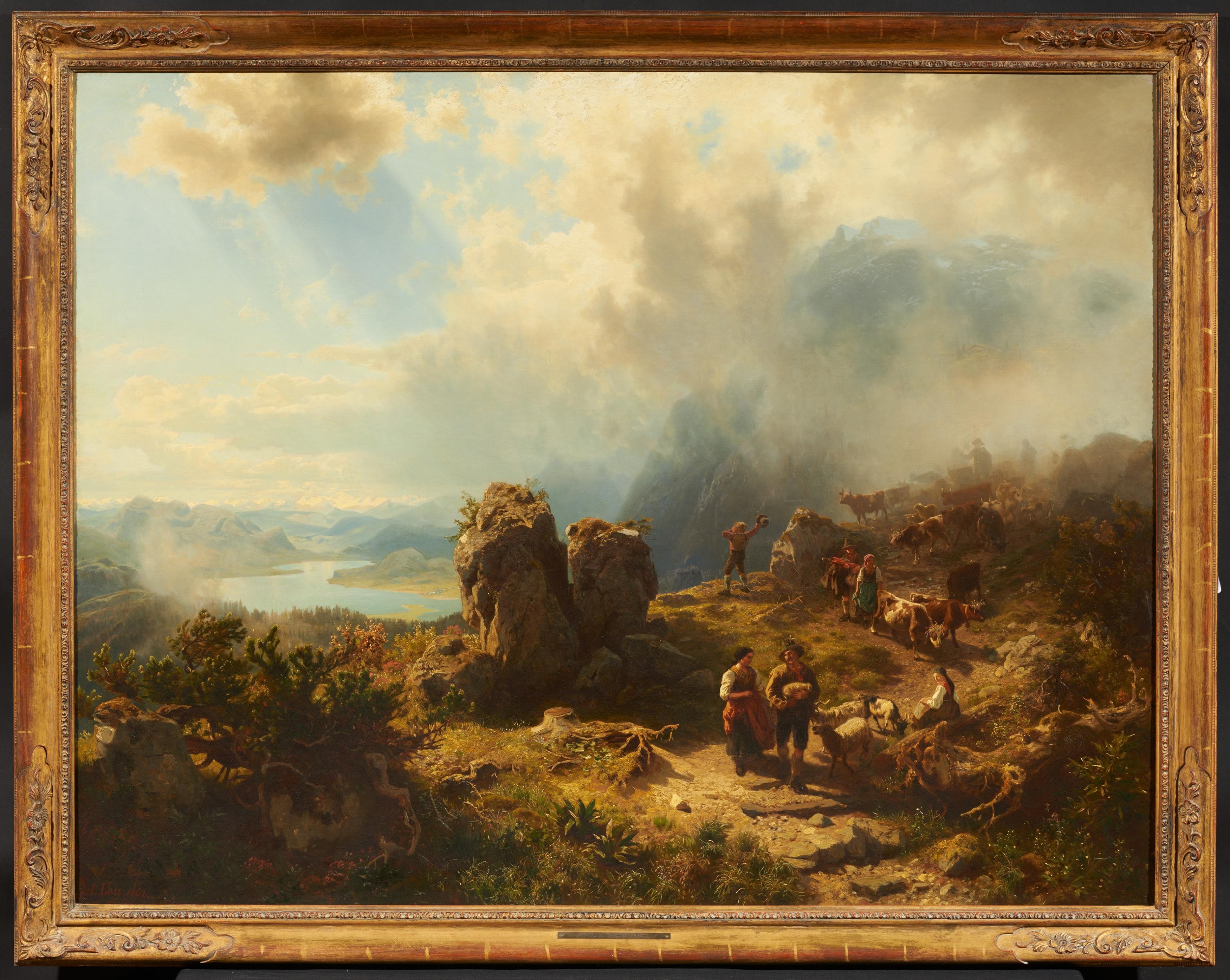 August Wilhelm Leu | Cattle Drive. (1862) | MutualArt