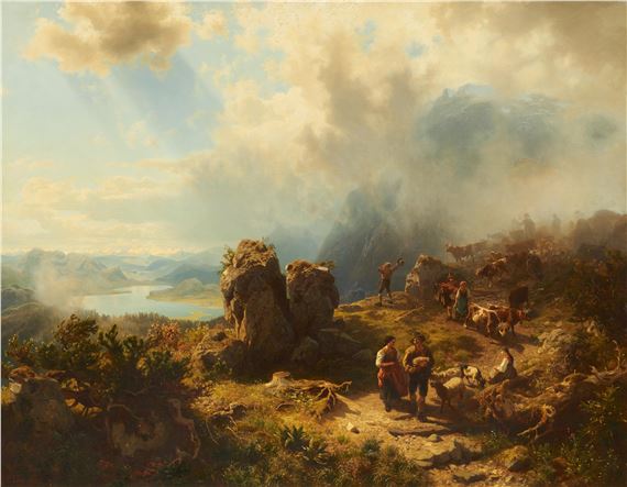 August Wilhelm Leu | Cattle Drive. (1862) | MutualArt