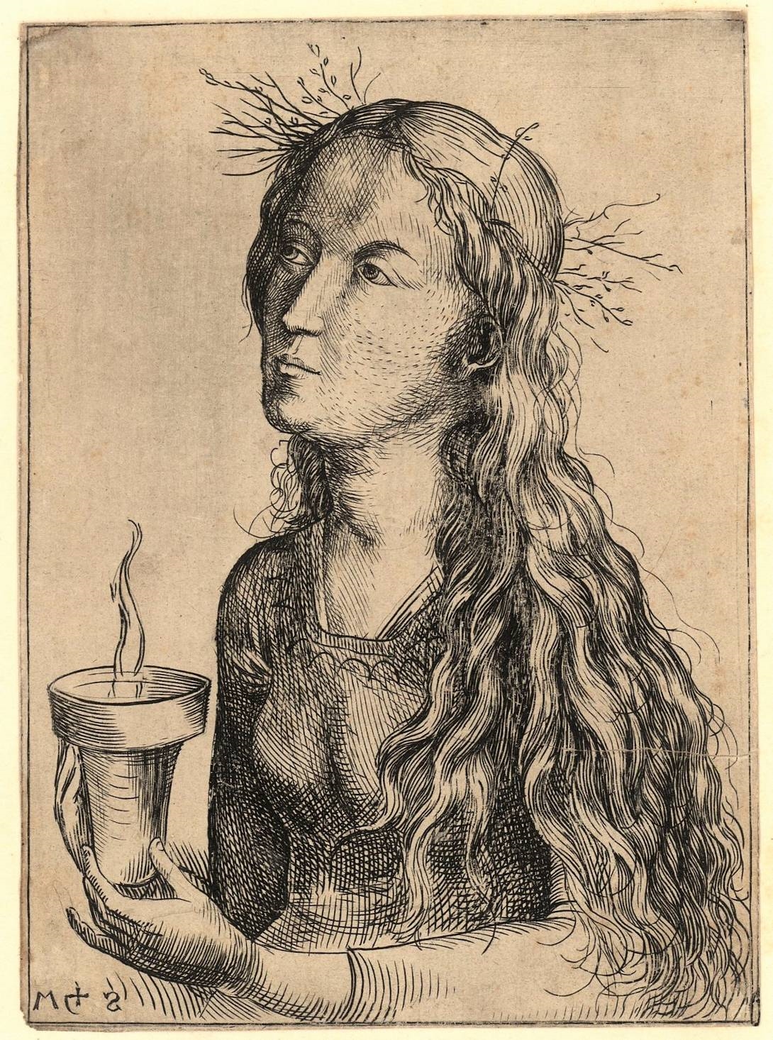 Martin Schongauer | Wise virgin, half length | MutualArt