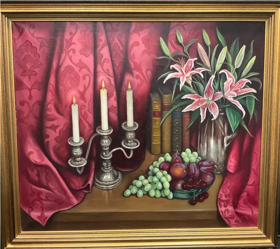 Joyce E Wyatt | Still life - Drapery, fruit (1940) | MutualArt