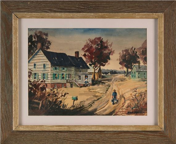 Dick Crocker | Rural street scene with figures. | MutualArt