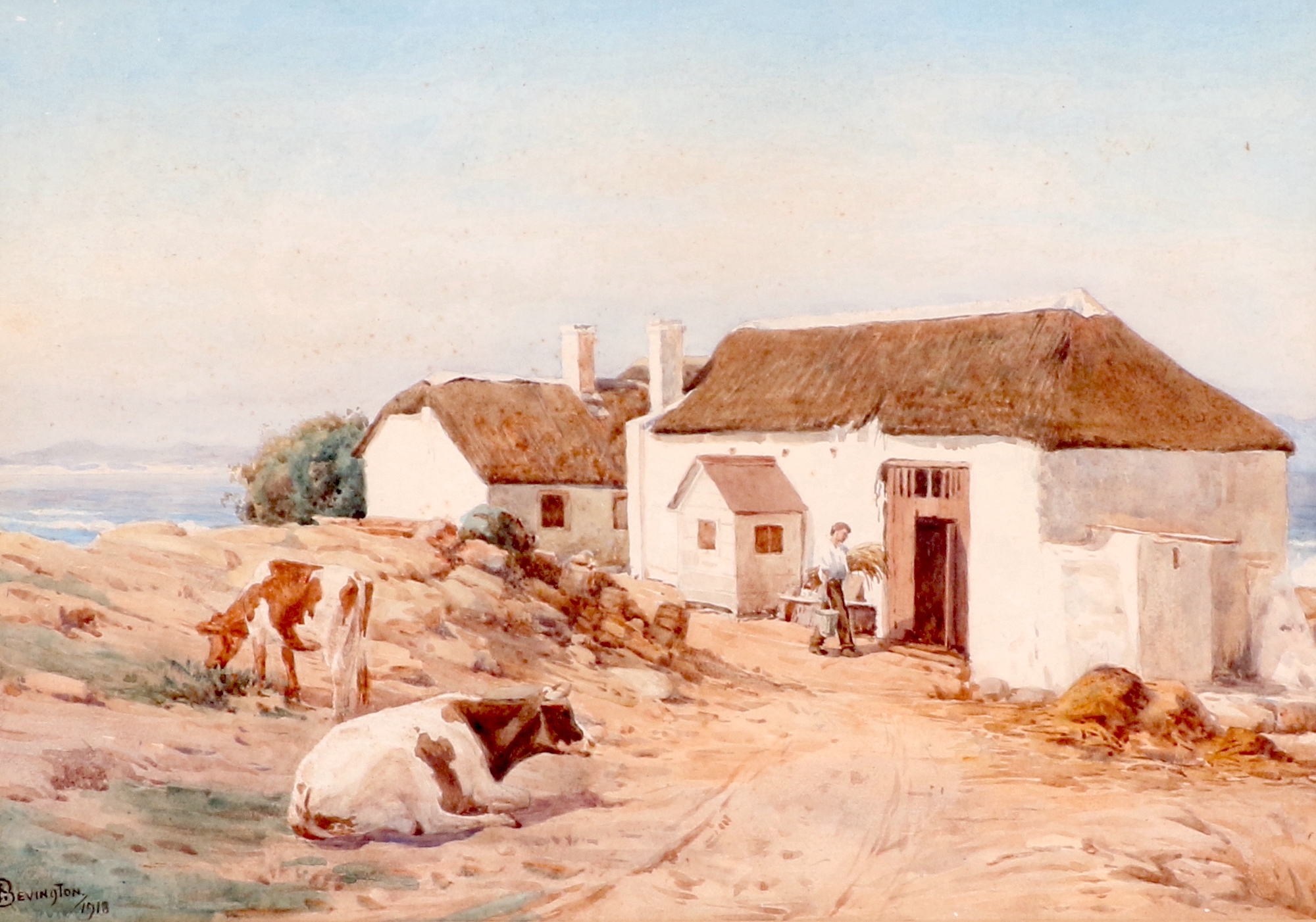 William George Bevington | FARMSTEAD WITH COWS (1918) | MutualArt