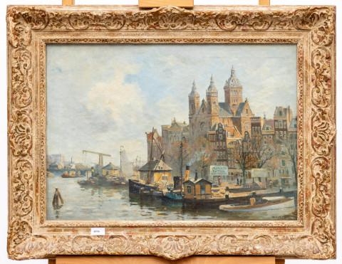 Willem Alexander Knip | Gezicht op de Prins Hendrikkade met de Sint Nicolaaskerk, Amsterdam ...