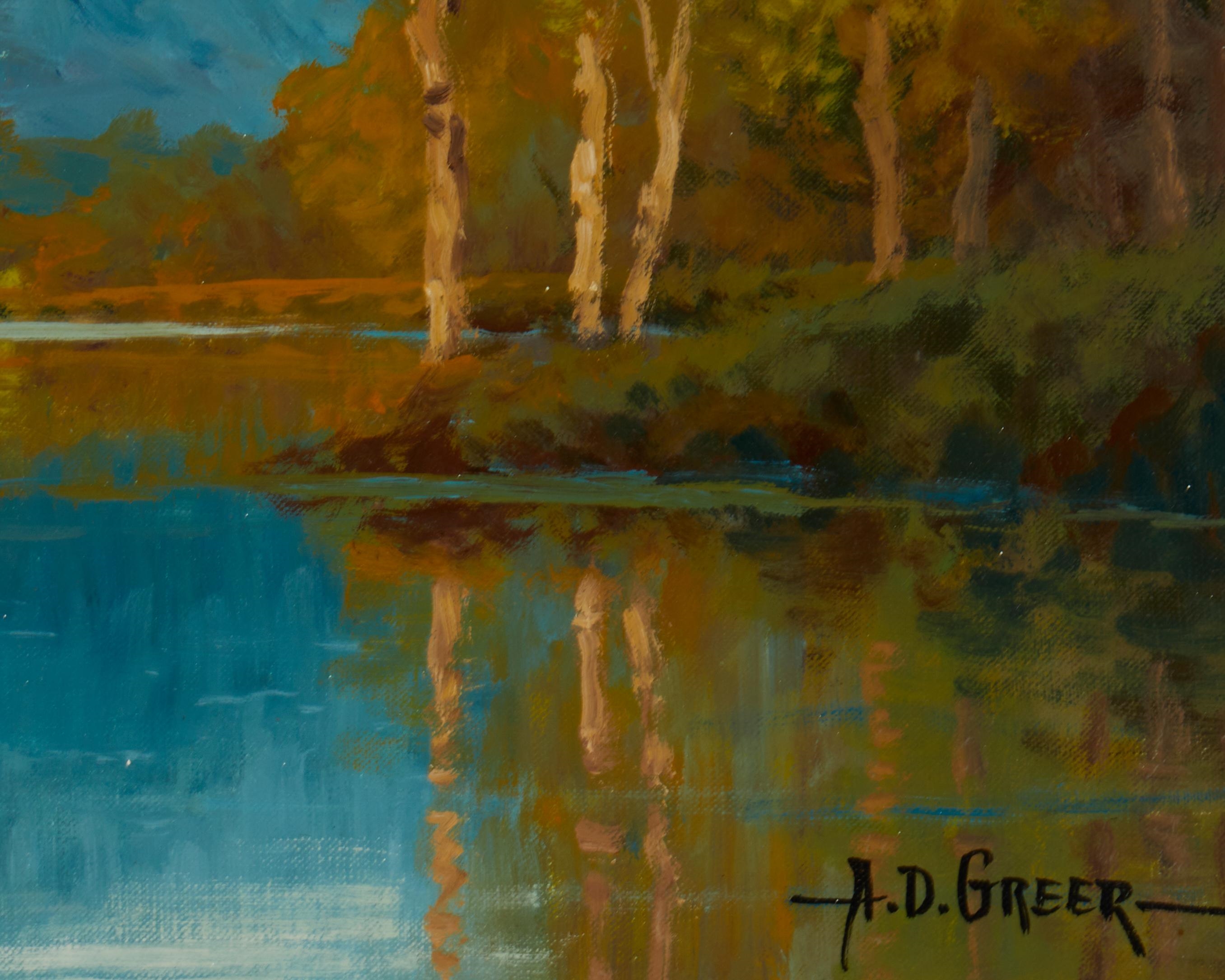 A.D. Greer | Lakeside landscape | MutualArt