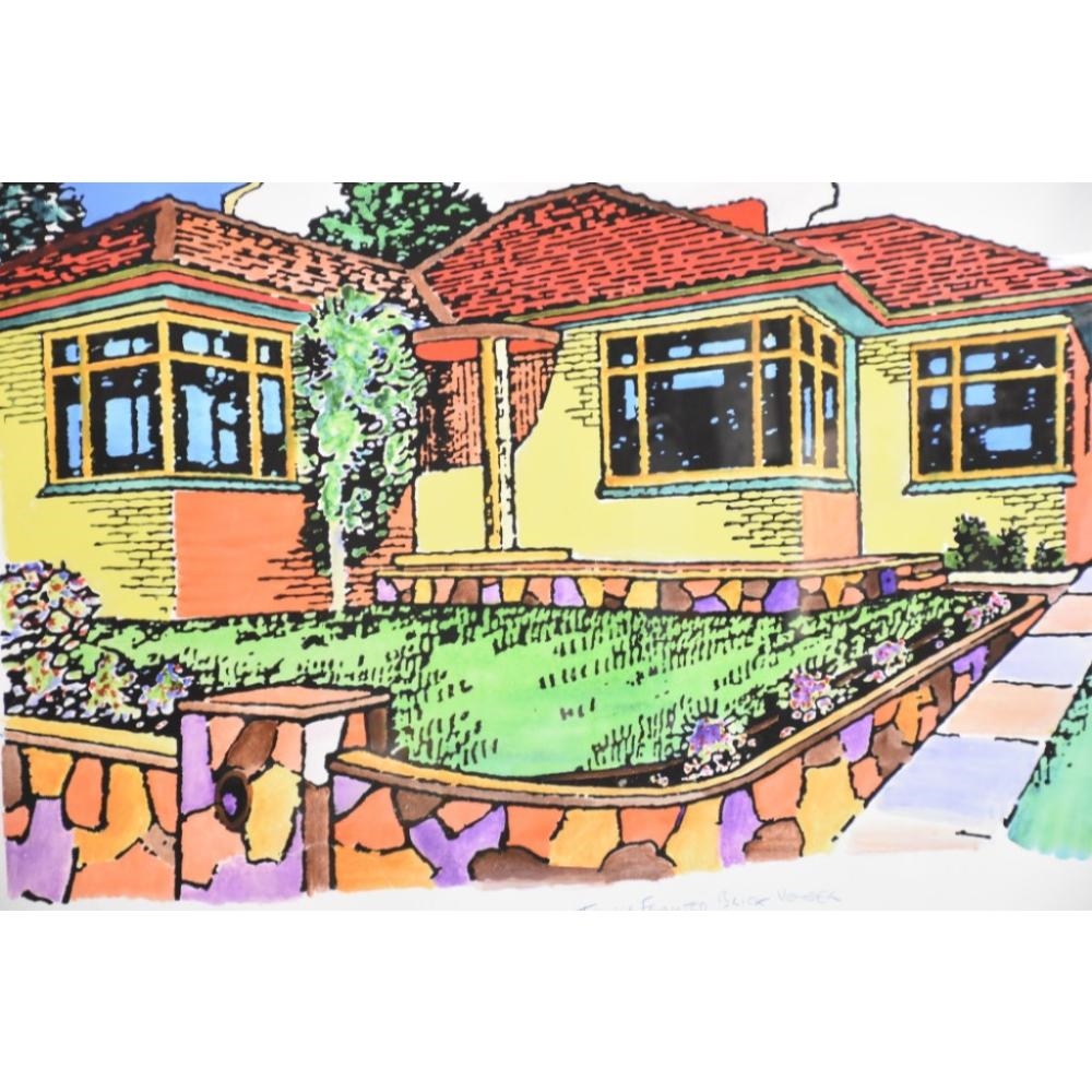 Howard Arkley | Howard Arkley- Triple fronted Brick Veneer | MutualArt