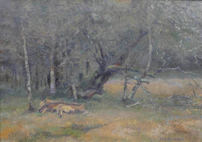 Eugen Osswald | Waldlandschaft rechts eine Lichtung | MutualArt